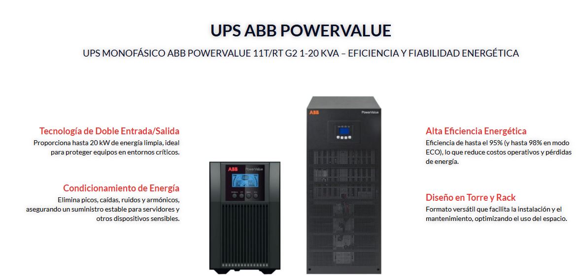 UPS ABB PowerValue 11RT G2 1 kVA 1000W 230V | Grupo Kuntury Perú